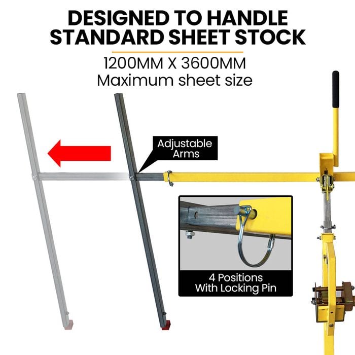 UNIMAC Drywall & Panel Lifter, 1200 x 3600 68kg Max Gyprock Sheet ...