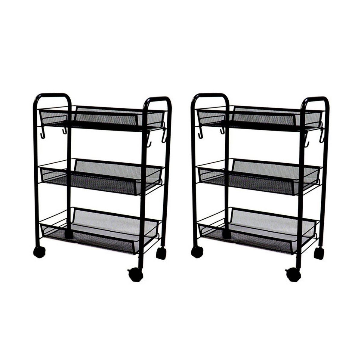 SOGA 2X 3 Tier Black Steel Bee Mesh Kitchen Cart with Wheels - Bunnings ...