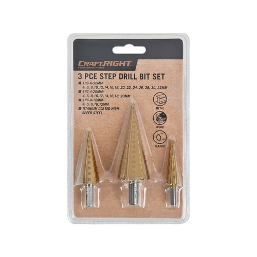 Craftright 3pc Step Drill Set - Bunnings Australia