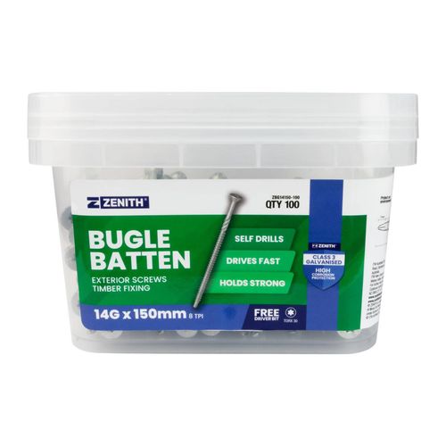 ZENITH 14G - 8 x 150mm Class 3 Galvanised Bugle Batten Screws - 100 ...