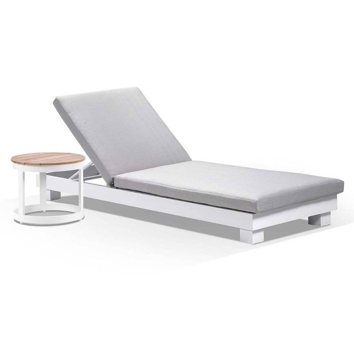 Santorini Aluminium Sun Lounge W/ Round Side Table In White - Bunnings ...