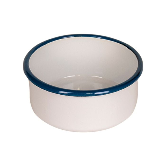 Urban Style Enamelware 12cm/300ml Round Bowl w/ Blue Rim - White ...