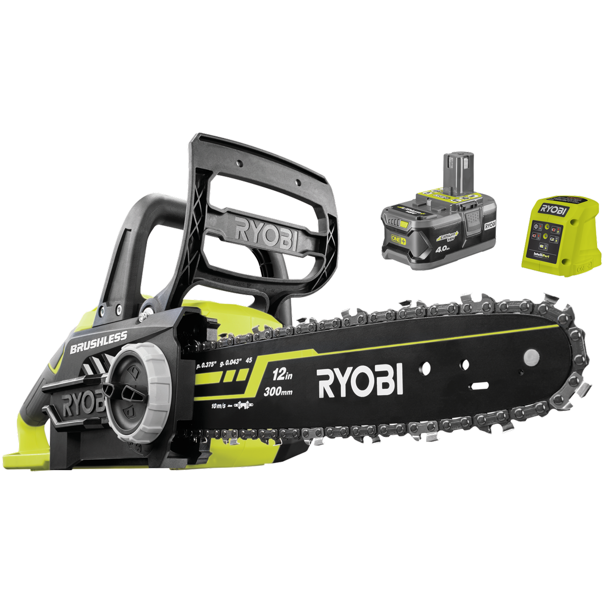 Ryobi One+ 18V HP 12" 30cm Brushless Cordless Chainsaw 4.0Ah Kit ...