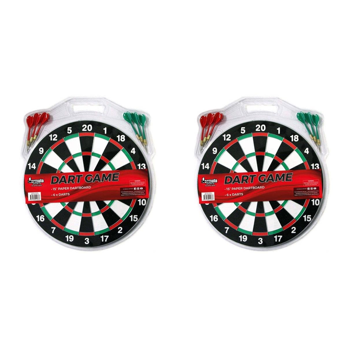 2PK Formula Sports 15'' Dartboard Family Dart Game Set w/ 6-Steel Tip ...