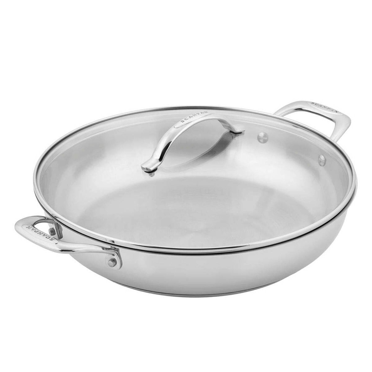 Scanpan 32cm Stainless Steel Chef Pan w/ Glass Lid Cover Round - Silver ...