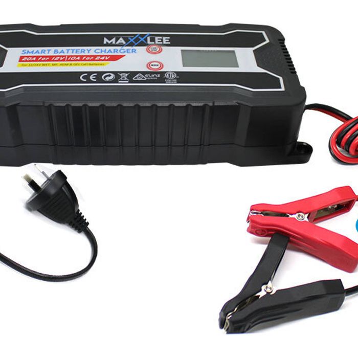Maxxlee 20A 12V 24V Smart Automatic 8 Stage Fast Battery Charger SLA Car 4WD Caravan 10A Bunnings Australia