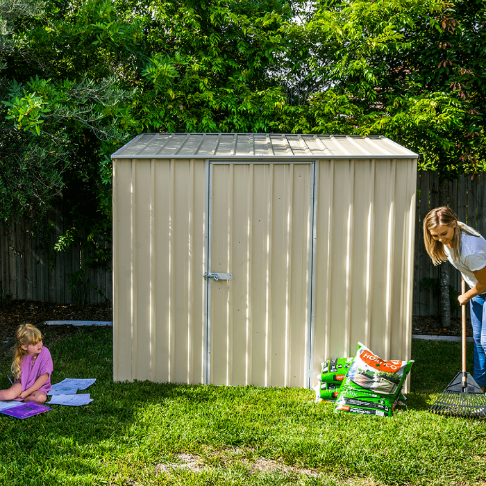 Absco Sheds 2.26 x 1.52 x 2.08m Cream Economy Single Door Garden Shed Bunnings Australia