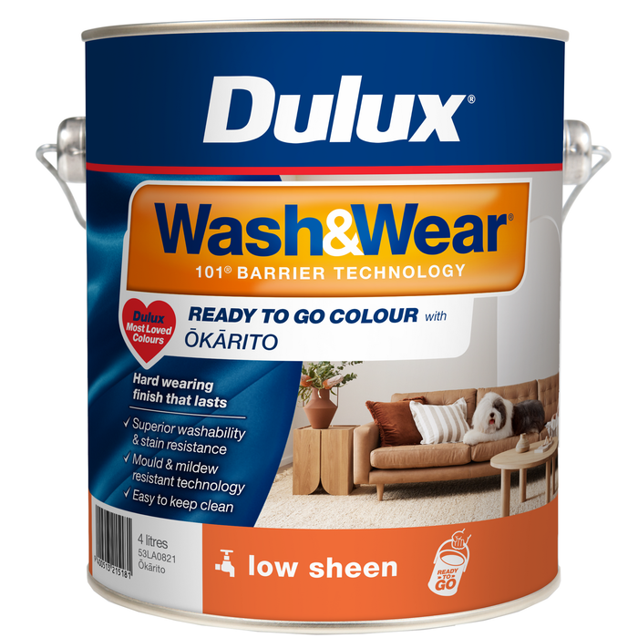 Dulux Wash&Wear 4L Okarito Low Sheen Interior Paint - Bunnings New Zealand
