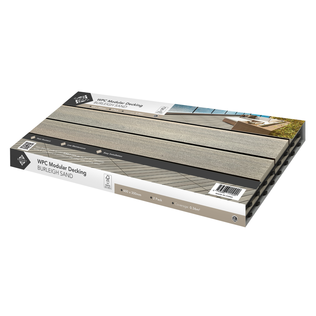 Dekart 600X300X22mm Burleigh Sand Modular Decking Tile - 2 Pack - Bunnings Australia
