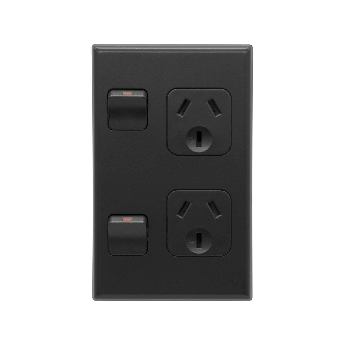 Deta Vertical Double Power Point - Matt Black - Bunnings New Zealand