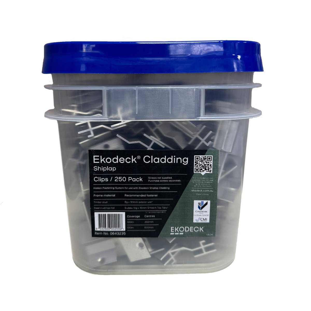 Ekodeck Shiplap Cladding Clips - 250 Pack - Bunnings Australia