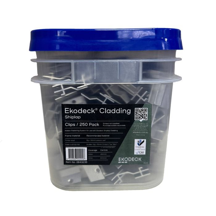 Ekodeck Shiplap Cladding Clips - 250 Pack - Bunnings Australia