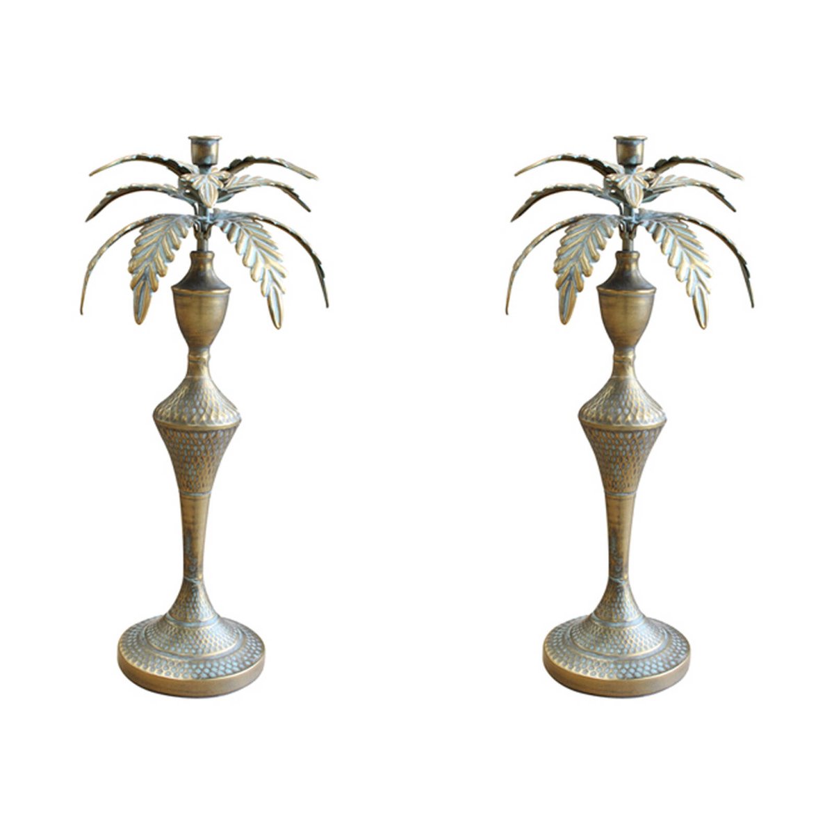 2PK LVD Metal 48.5cm Extra Large Palm Pillar/Stick Candle Holder ...