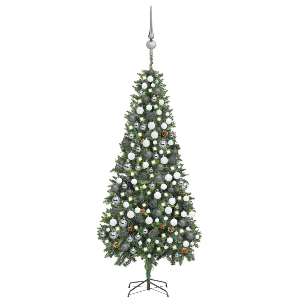 vidaXL Artificial Pre-lit Christmas Tree with Ball Set and Pine Cones ...
