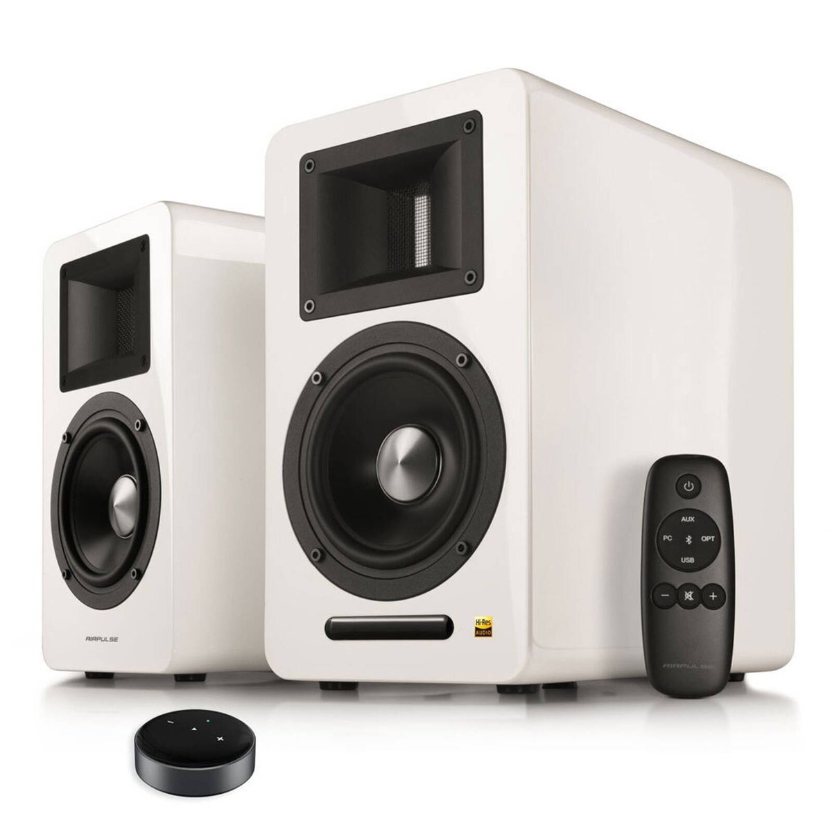 Airpulse A100 Active Wireless Bookshelf Speakers and WiiM Mini White ...