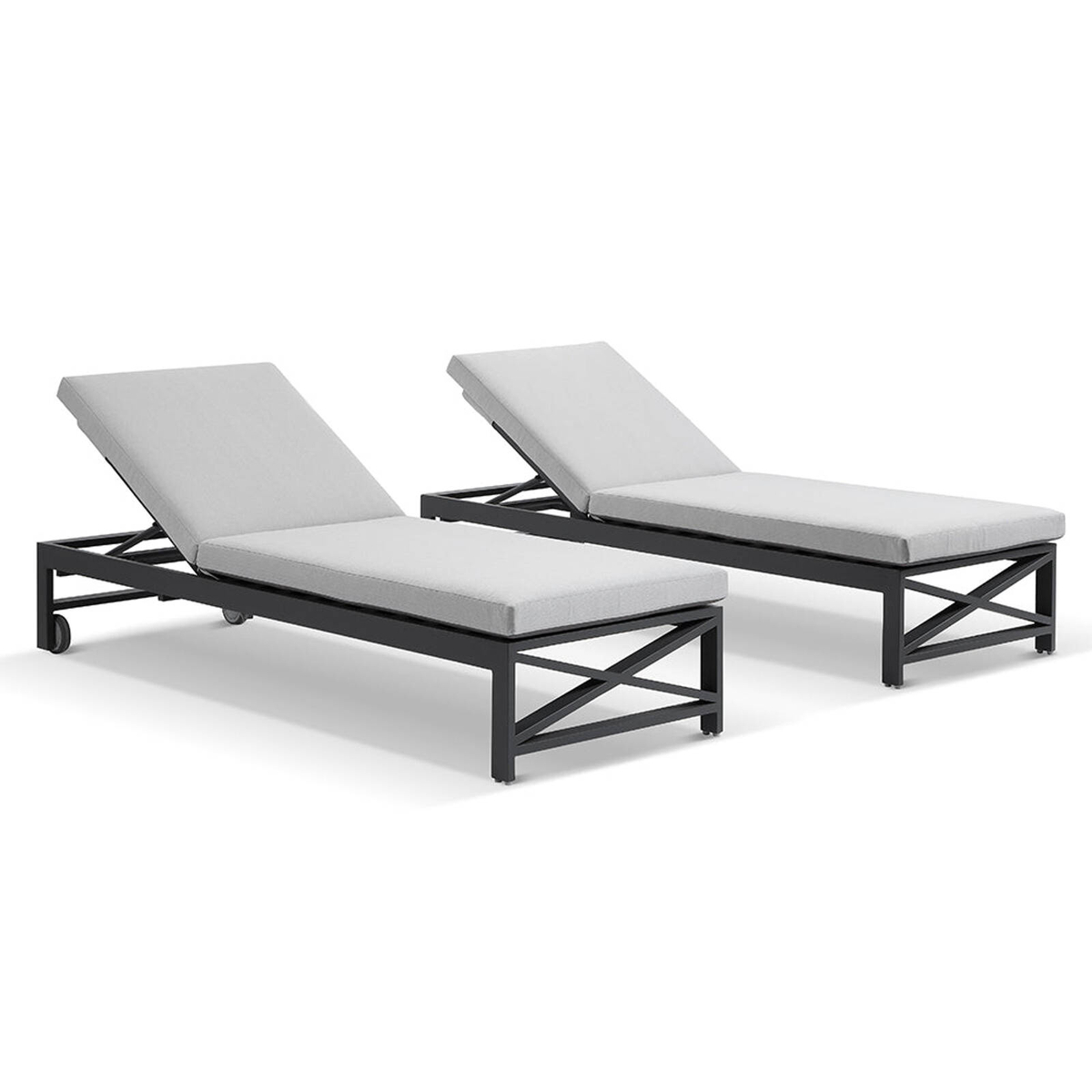 Kansas Outdoor Aluminium Sun Lounge Set on Wheels Charcoal - Textured ...