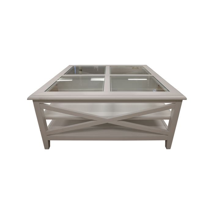 Daisy Coffee Table 100cm Glass Top Solid Acacia Wood Hampton Furniture ...