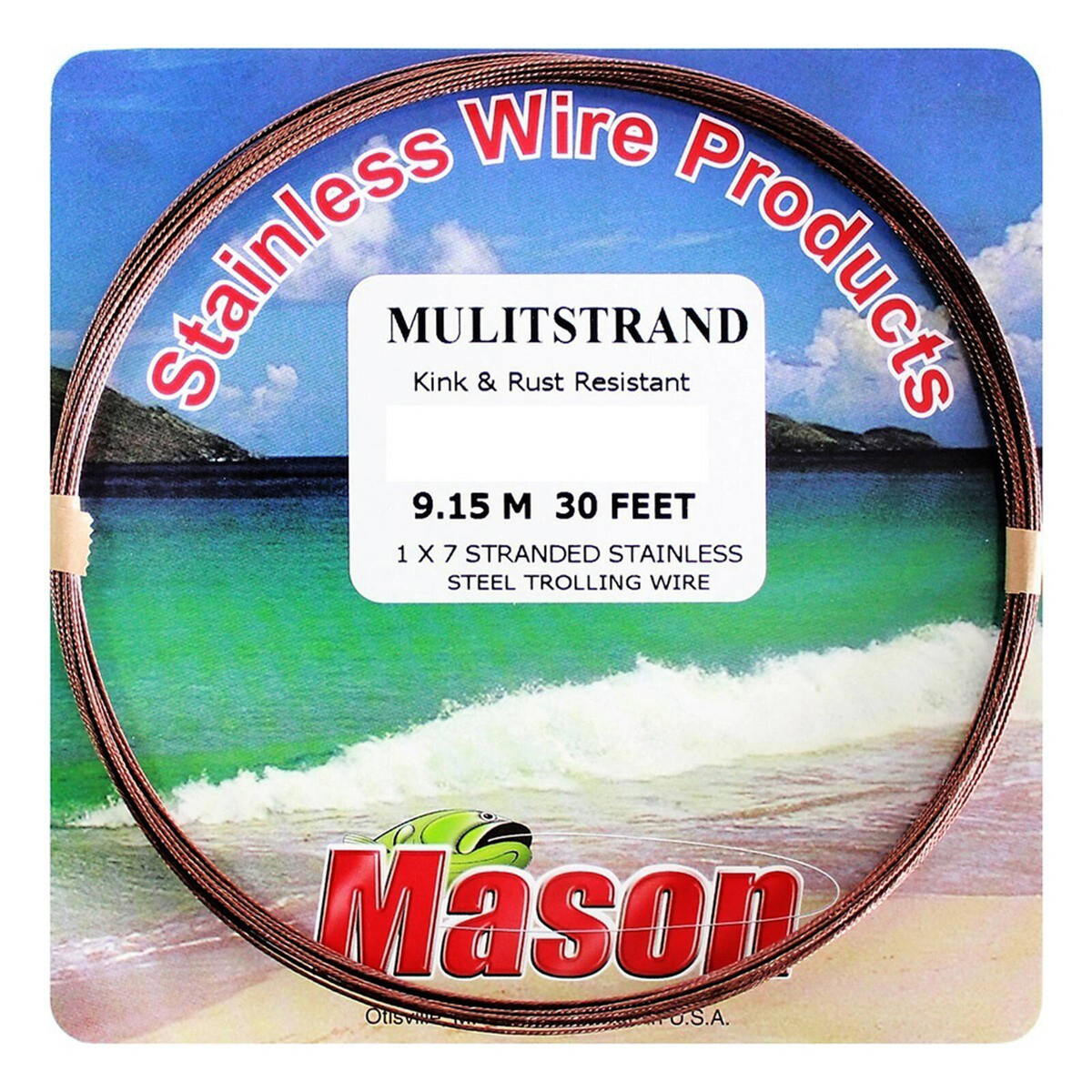30ft Coil of 20lb Mason Multistrand Stainless Steel Wire Fishing Leader ...