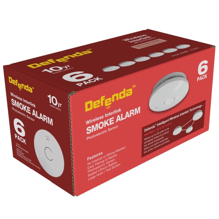 Defenda 10 Year Wireless Interlink Smoke Alarm - 6 Pack - Bunnings New ...