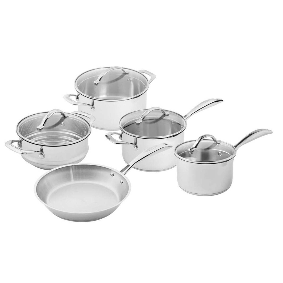 5pc Scanpan Stainless Steel Saucepan/Frypan/Steamer Cookware Set w/ Lid ...