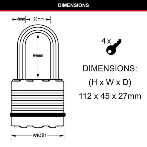 Master Lock 45mm Magnum with 64mm Extra Long Shackle Padlock - Bunnings ...