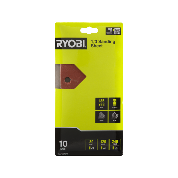 Ryobi 10 Piece 1/3 Sheet Sanding Set - Bunnings Australia