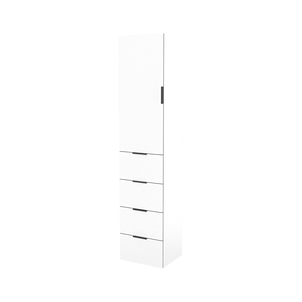 Lugna 2048 x 450 x 380mm White 3 Shelf 4 Drawers Left Hinged Door ...