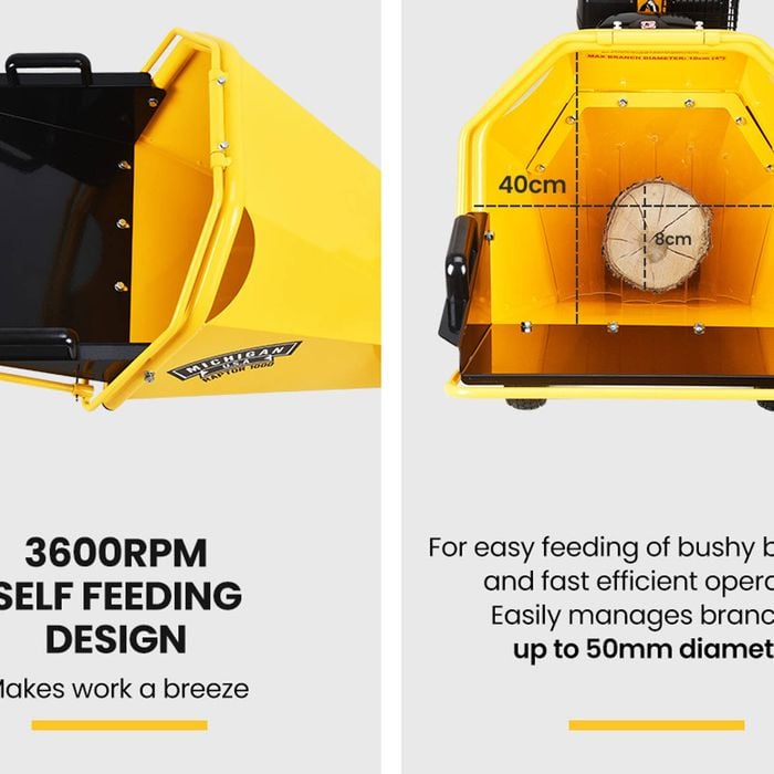 MICHIGAN 8HP 208cc Petrol Commercial Wood Chipper, Tree Mulcher ...