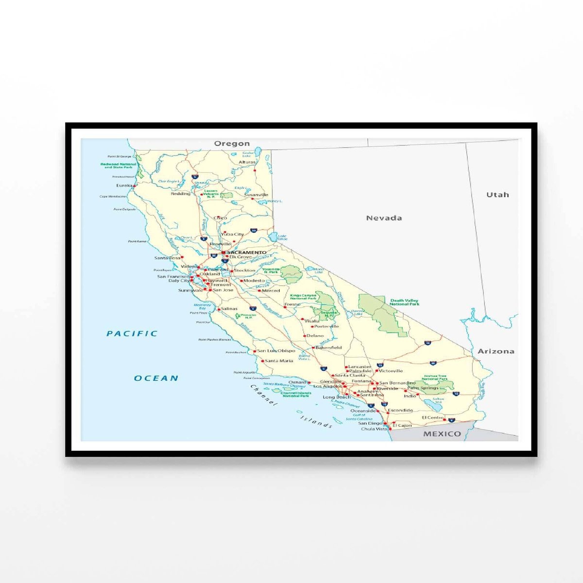 California Map Print 100% Australian Made 90x60cm (Poster) - Bunnings ...