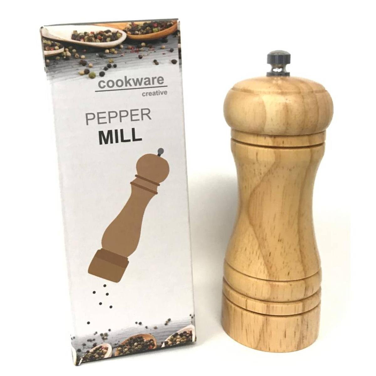 Salt and Pepper Grinder - Oak Wood Hand Mill - Adjustable Grain Size ...