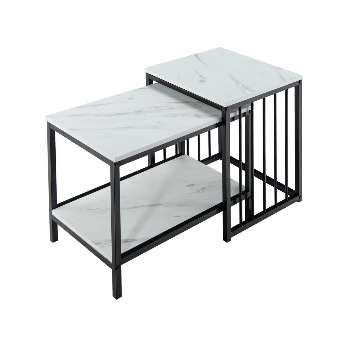 Costway Nesting Coffee Table Rectangle Marble MDF Black - Bunnings ...