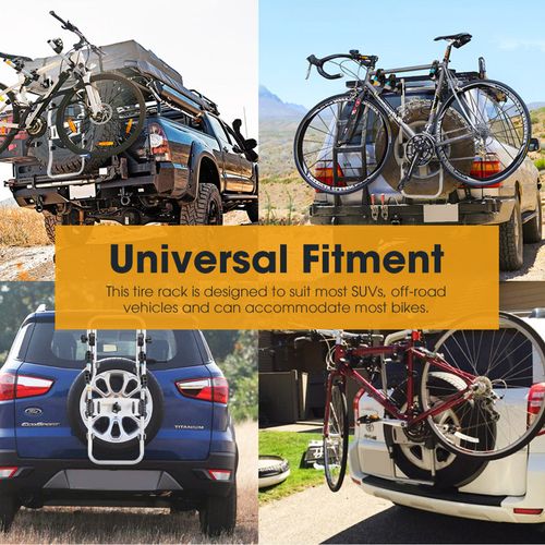 2 Bike Spare Tire Rack Bicycle Bike Rack Rear Car Foldable - Bunnings ...