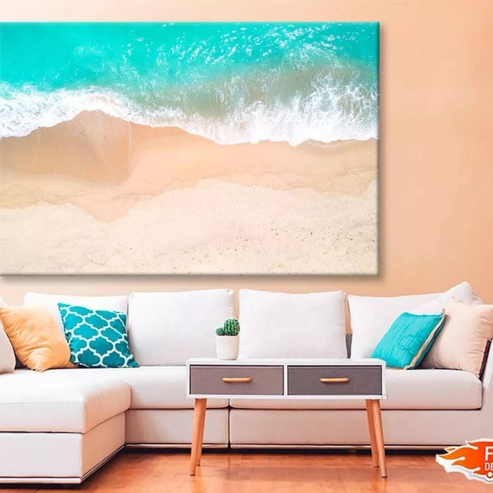 Aerial View Of Sandy Beach and Ocean Print 100% Australian Made 90 x ...