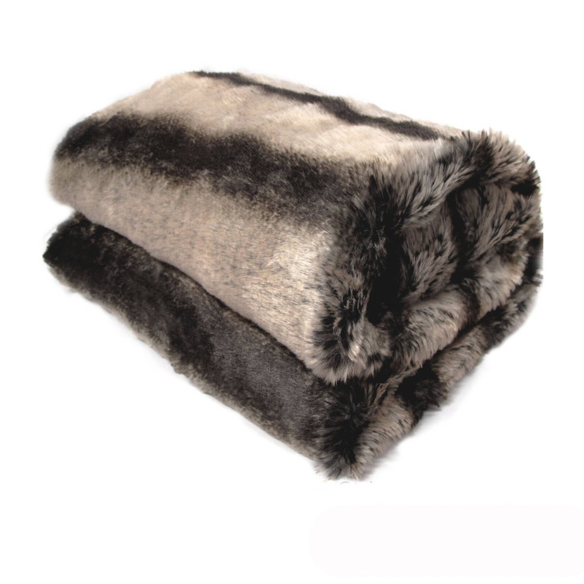 Sia Luxury Range Faux Fur Throw Rug 127 x 152 cm Striped Wild Dog ...