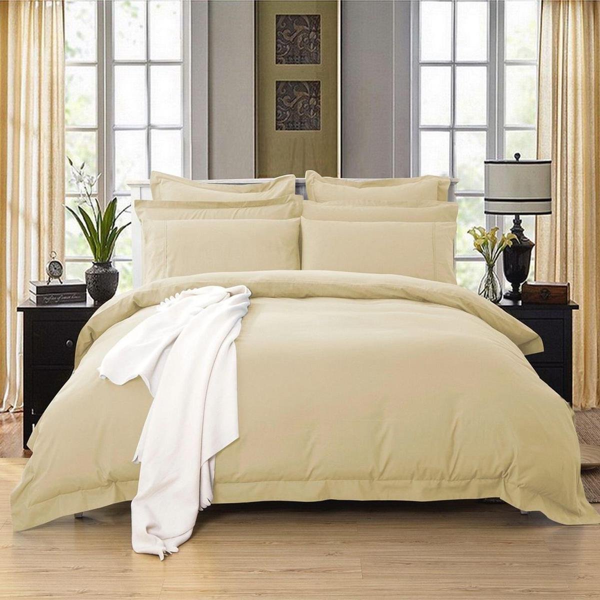 Fabric Fantastic 1000tc Tailored Double Size Yellow Cream Quilt/doona ...