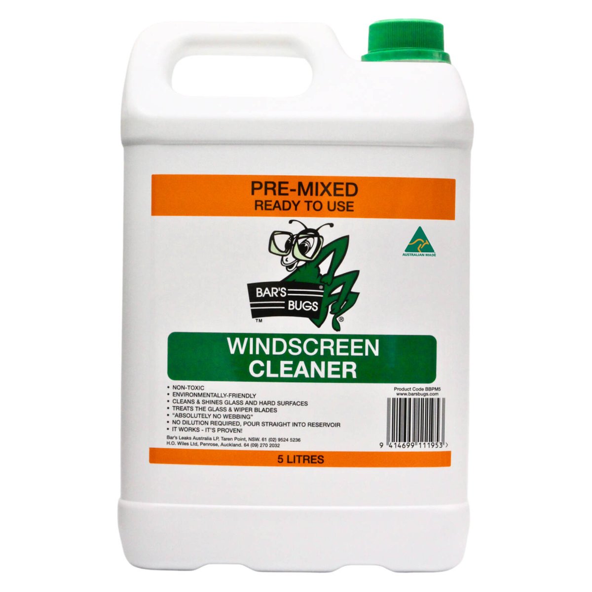 Bar's Bugs 5L Pre-Mix Windscreen Cleaner - Bunnings Australia