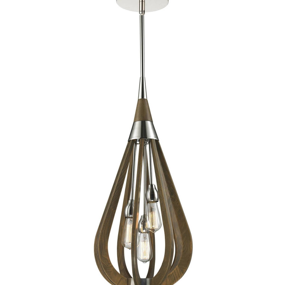 CLA Lighting Bonito Rustic Tear Drop Pendant Light Medium Taupe Wood ...