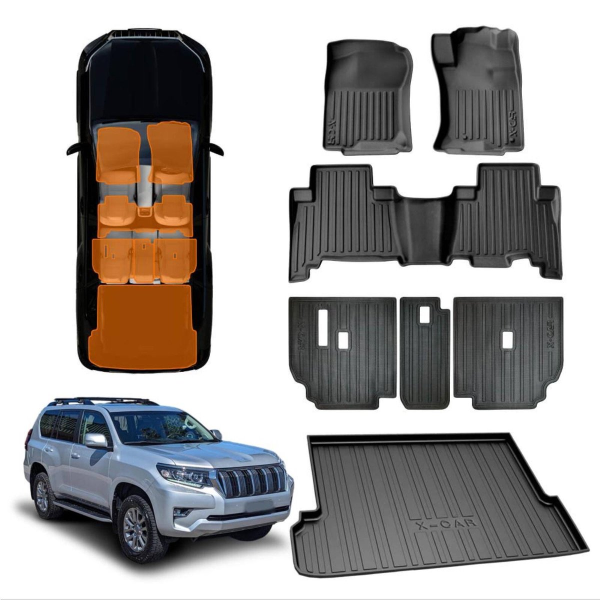 3D Boot Liner Cargo Kick Floor Mats Carpet for Toyota Prado 150 Series ...