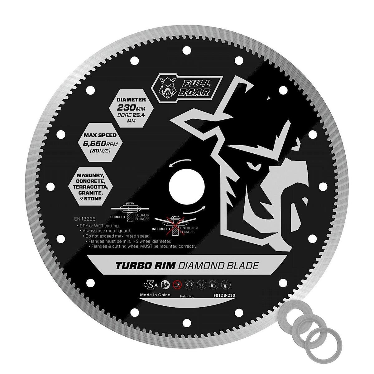 Full Boar 230mm Turbo Rim Diamond Blade - Bunnings Australia