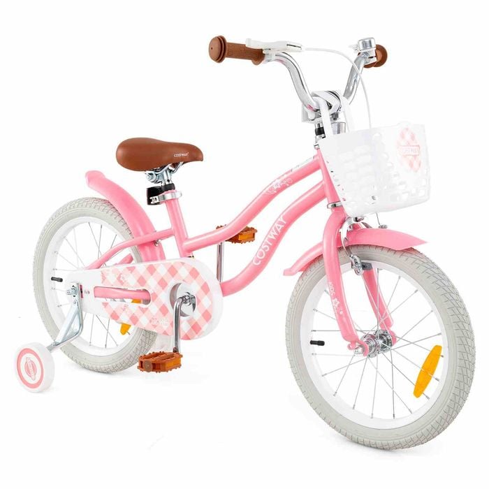 Costway 40cm Kids Bike Ride On Bicycle w/Training Wheels Blush ...