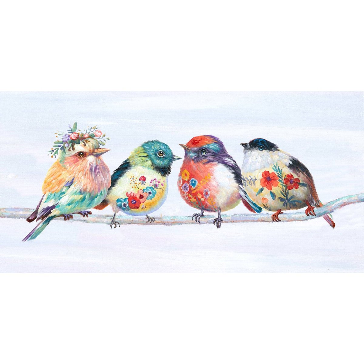 P&P Birds on Branch Canvas Print - Elegant Modern Wall Art for Living ...