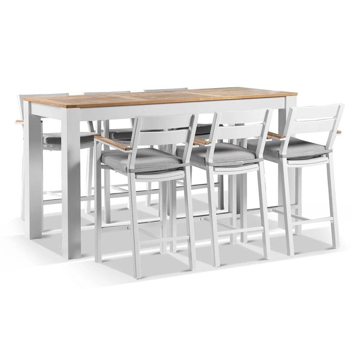 Balmoral 2m Aluminium Bar Table with 8 Capri Stools 8 Seats - White ...