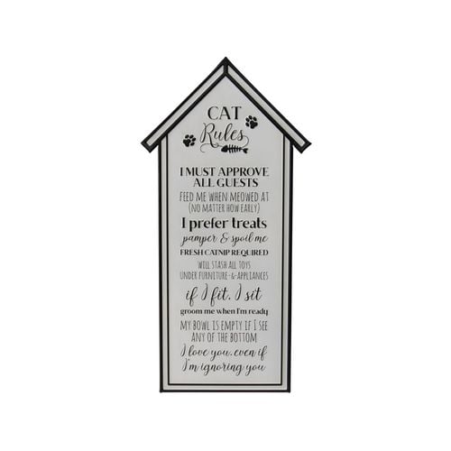 Cat Rules Wall Sign 33x66cm - Bunnings Australia