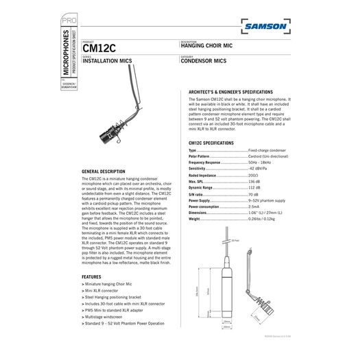 Samson CM12C Condenser Mini Hanging Choir Microphone - Bunnings Australia
