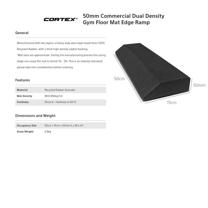 CORTEX 50mm Gym Floor Mat Edges (500*150*50mm) - Bunnings Australia