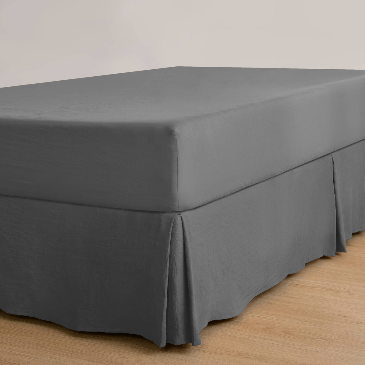 Dreamaker Superfine Washed Microfibre Pleated Valance Charcoal Queen ...