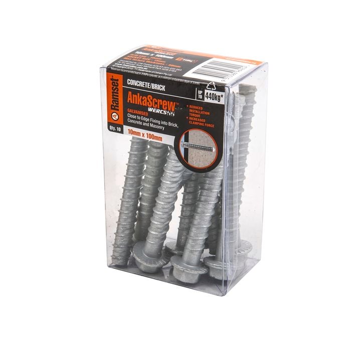 Ramset 10 x 100mm Galvanised AnkaScrew Masonry Anchor - 10 Pack ...