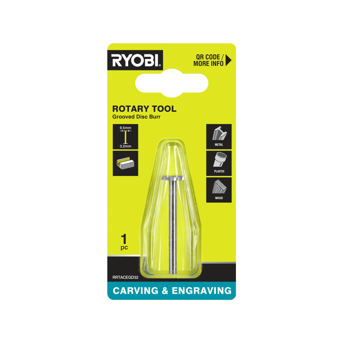 Ryobi 9.5mm Grooved Disc Engraving Burr - Bunnings Australia