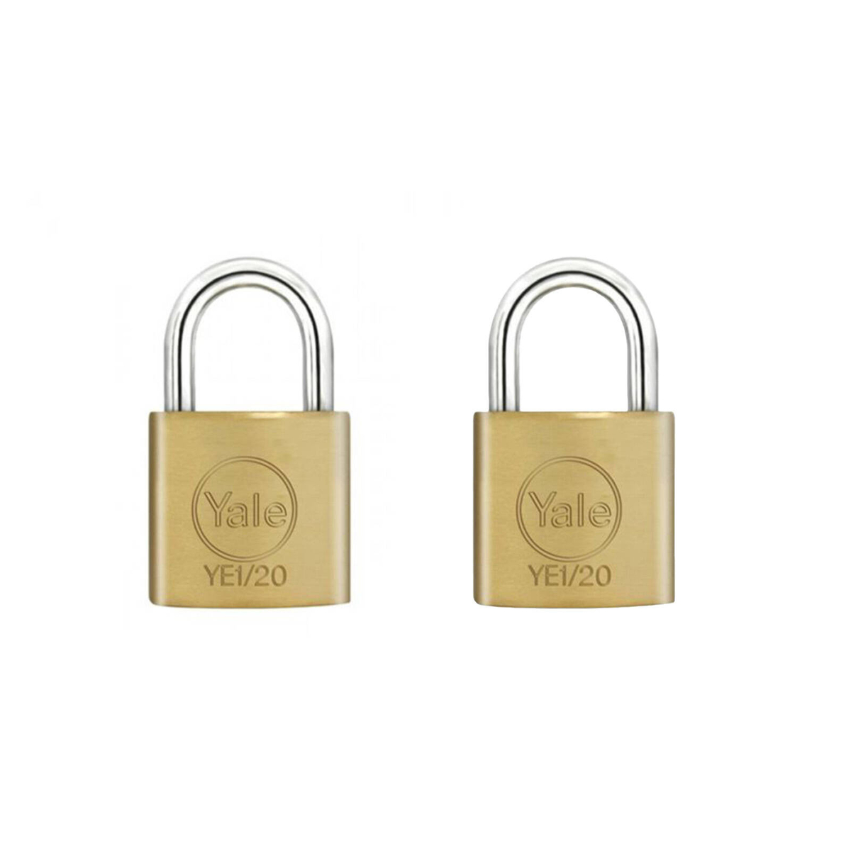 Yale 20mm Brass Body 11mm Essentials Shackle Padlock - 2 Pack ...