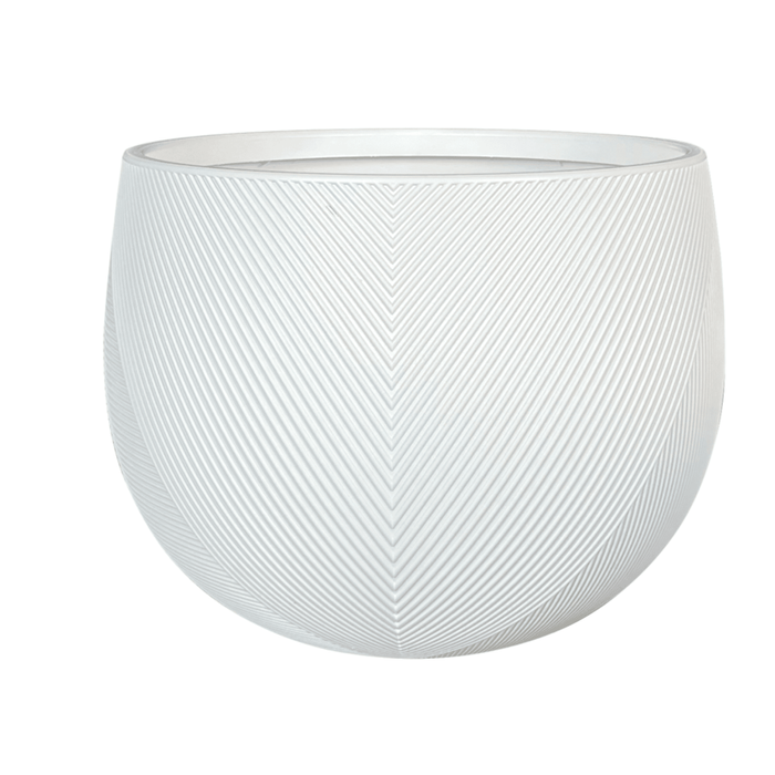 Tuscan Path 45cm White Gavin Belly Pot - Bunnings Australia